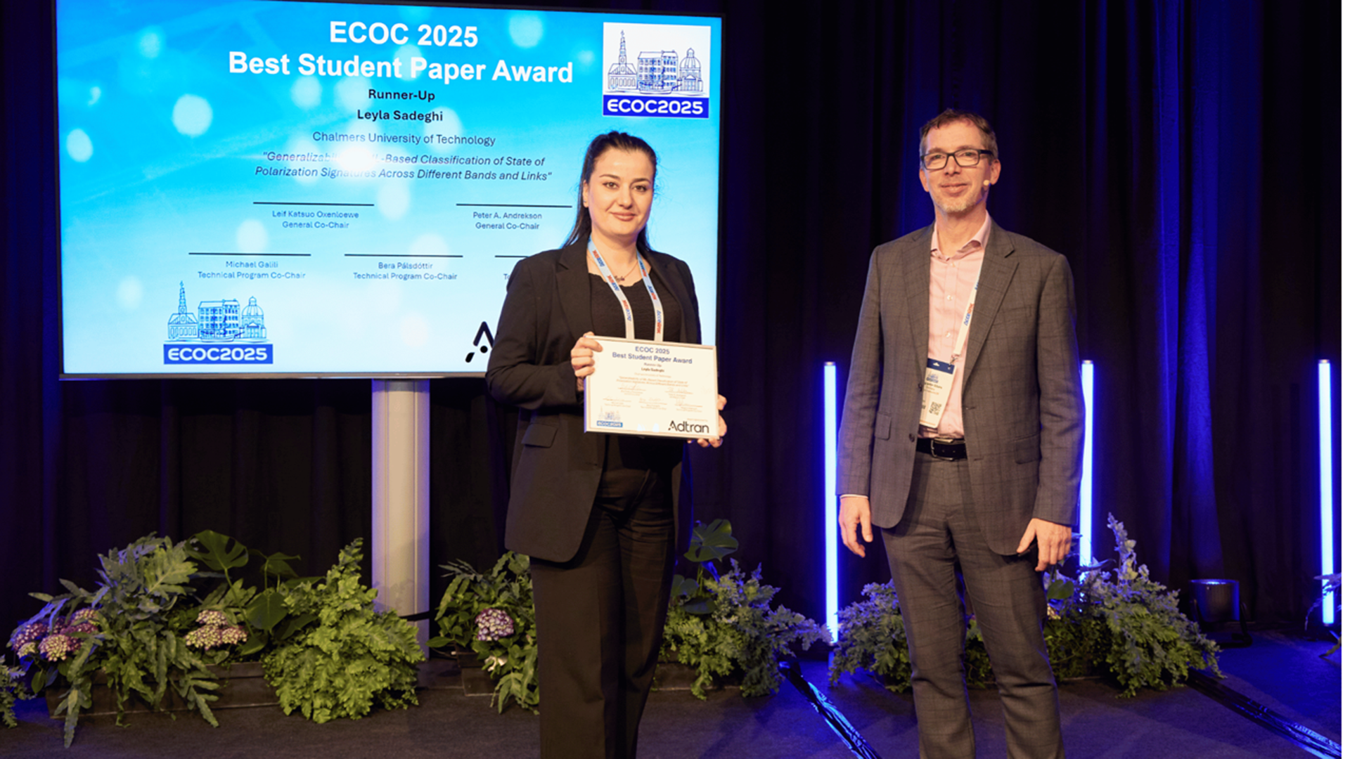 Leyla Sadighi selected as runner-up for the best student paper award at ECOC 2025 | Chalmers